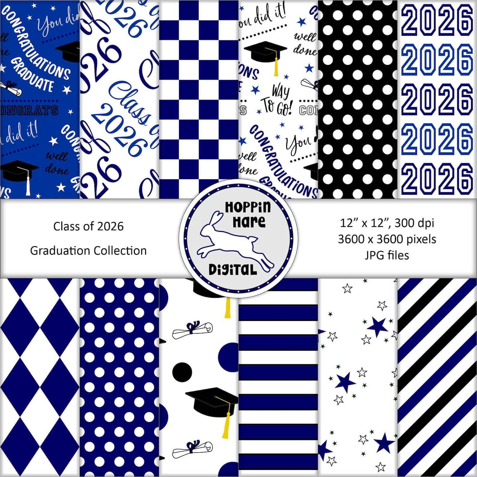 Graduation Digital Paper Pack - Scrapbooking Papers - Class of 2026 ...