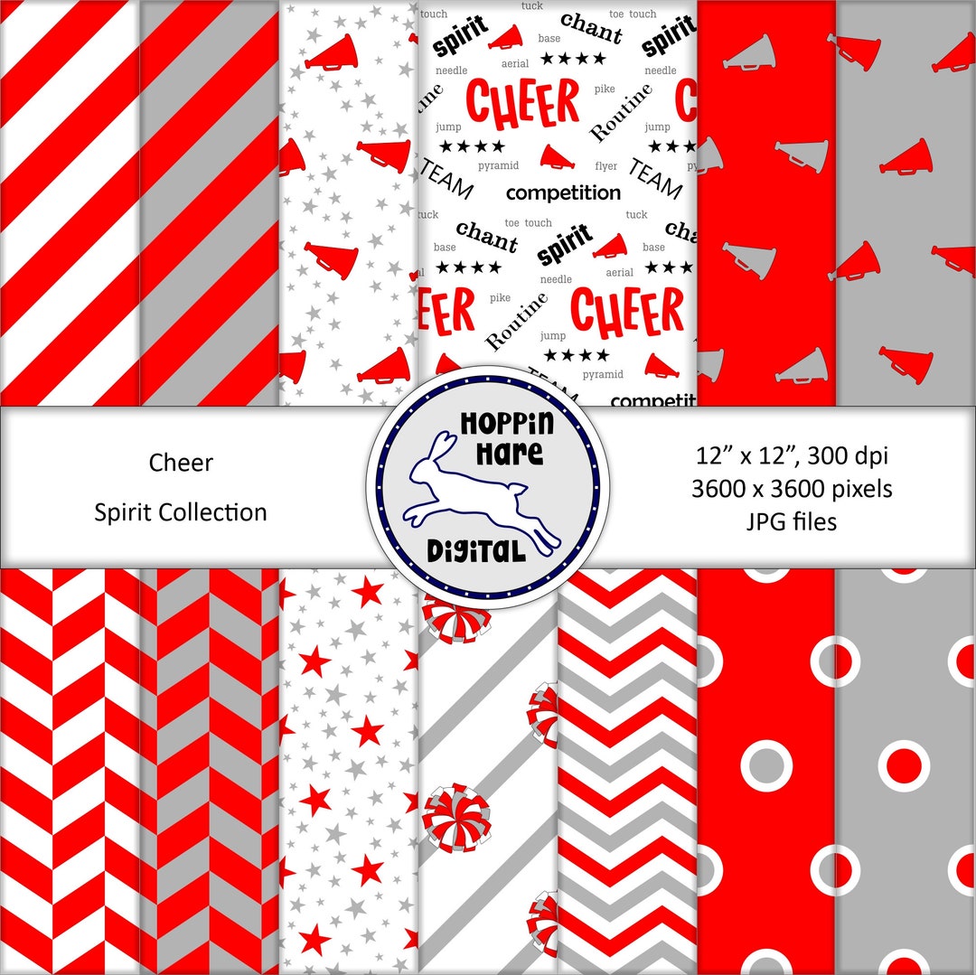 Cheer Digital Paper Pack - Cheerleading Scrapbooking Papers - Seamless ...