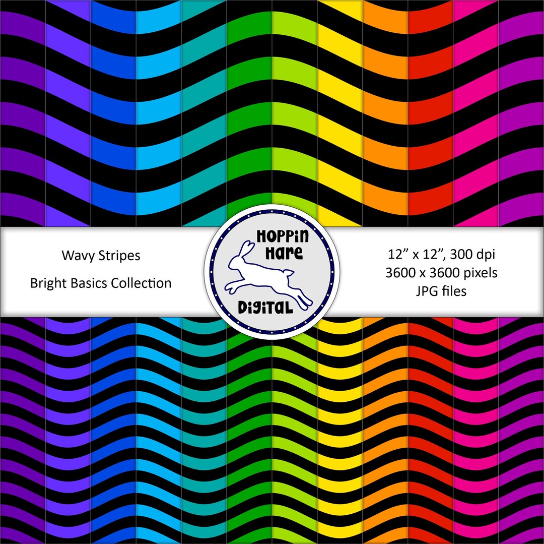 Digital Paper Pack Wavy Stripes Seamless Pattern Papers - Etsy