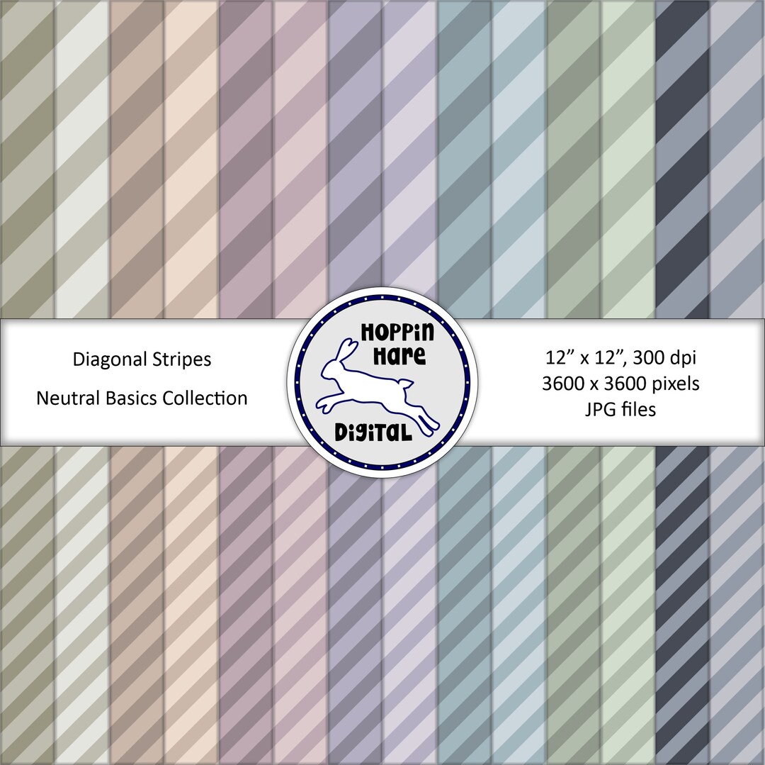 Digital Paper Pack - Diagonal Stripes - Seamless Pattern Papers ...