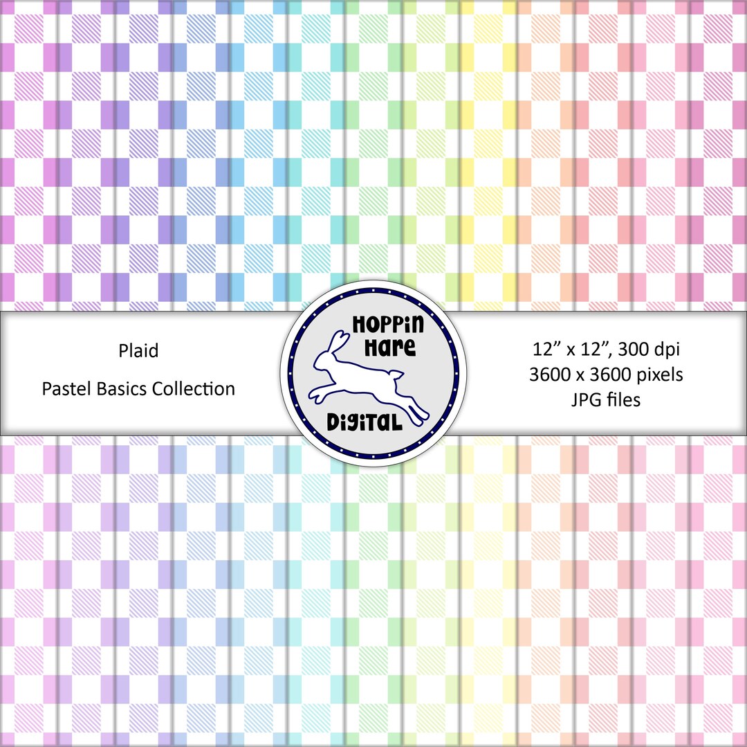 Plaid Digital Paper Pack - Seamless Pattern Papers - Pastel Colors - Etsy