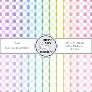 Plaid Digital Paper Pack - Seamless Pattern Papers - Pastel Colors - Etsy