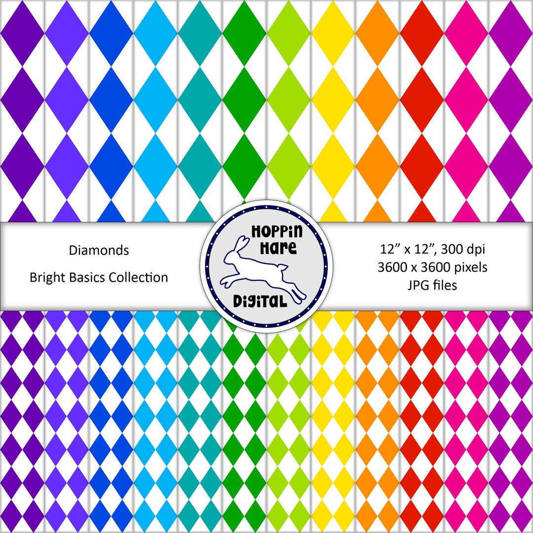 Digital Paper Pack - Diamonds - Seamless Pattern Papers - Rainbow ...