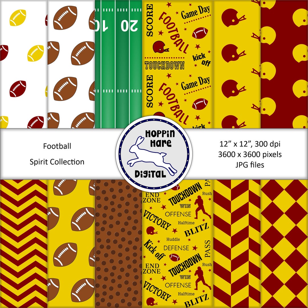 Football Digital Paper Pack - Scrapbooking Papers - Seamless Patterns ...