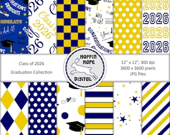 Graduation Digital Paper Pack - Scrapbooking Papers - Class of 2026 ...