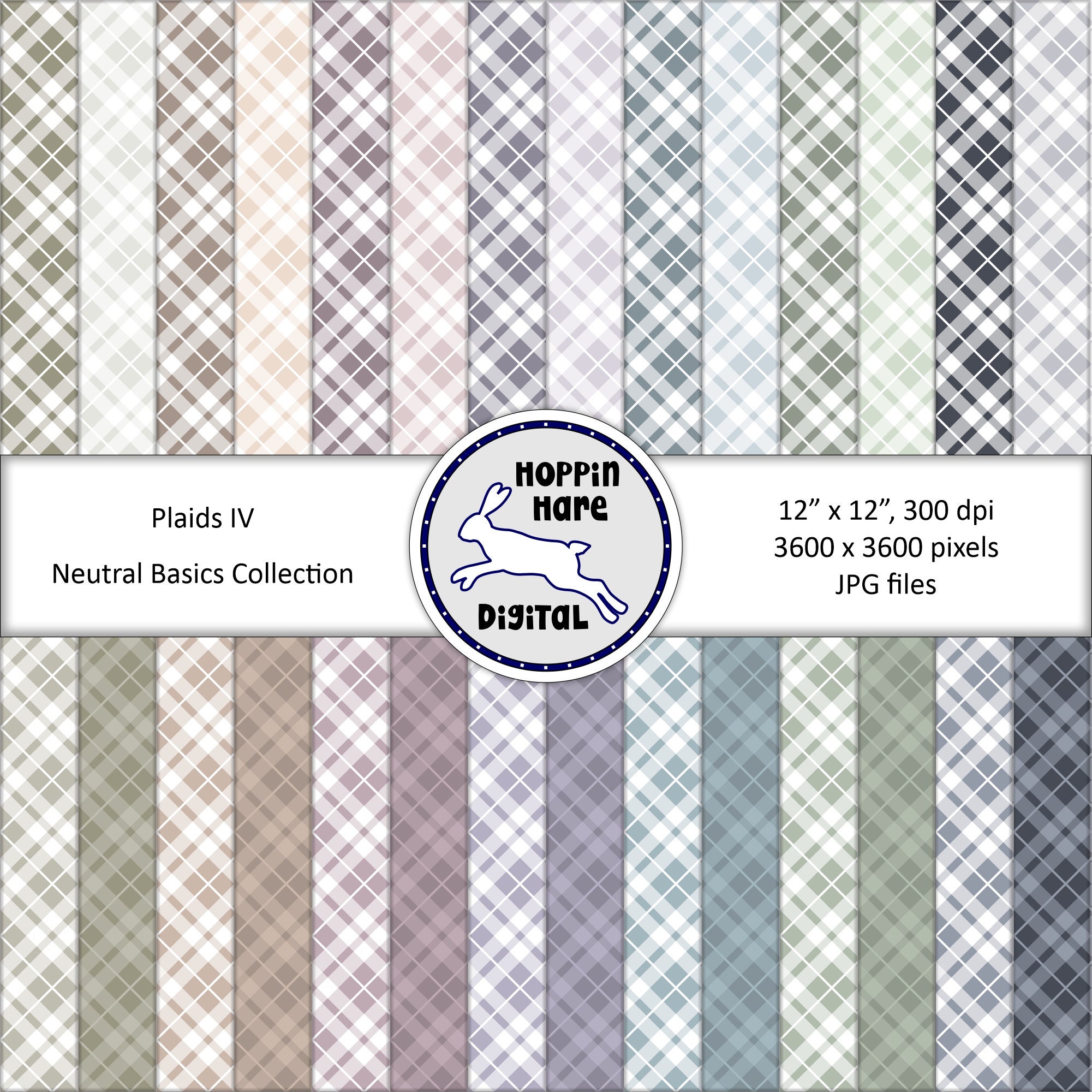 Plaid Digital Paper Pack - Seamless Pattern Papers - Neutral Colors - Etsy