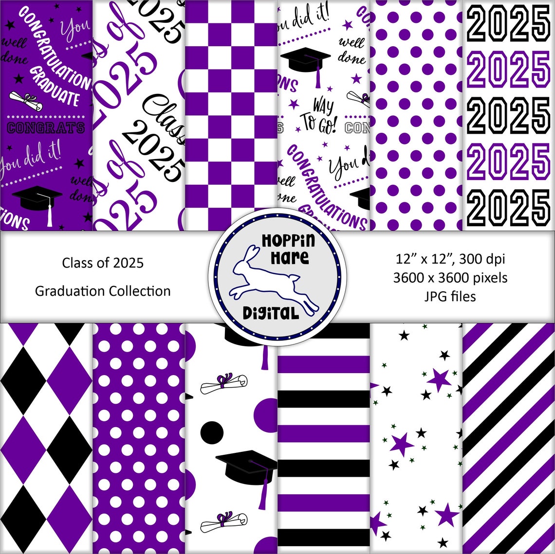 Graduation Digital Paper Pack - Scrapbooking Papers - Class of 2025 ...