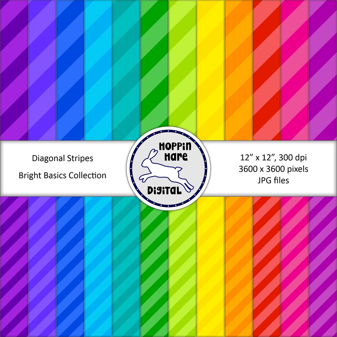 Digital Paper Pack - Diagonal Stripes - Seamless Pattern Papers ...