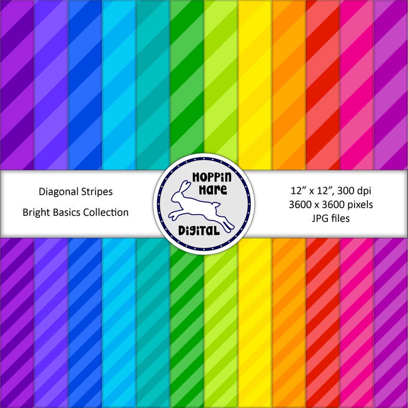 Digital Paper Pack - Diagonal Stripes - Seamless Pattern Papers ...