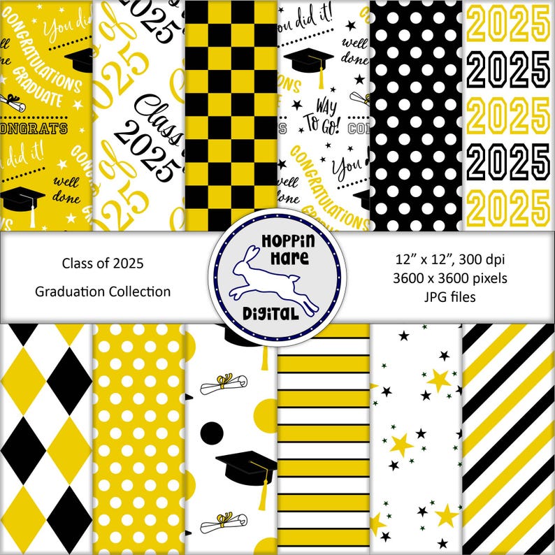 Graduation Digital Paper Pack - Scrapbooking Papers - Class of 2025 ...