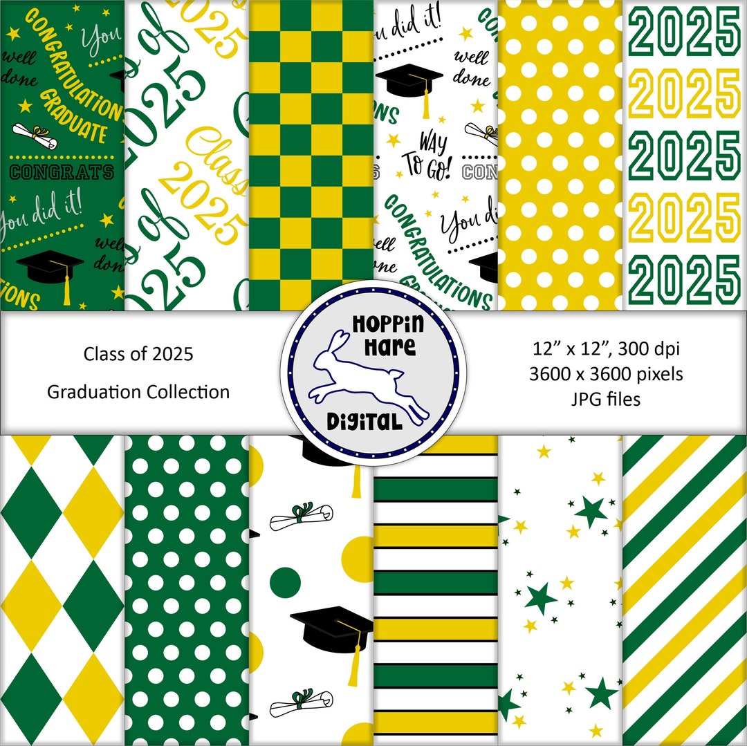 Graduation Digital Paper Pack - Scrapbooking Papers - Class of 2025 ...