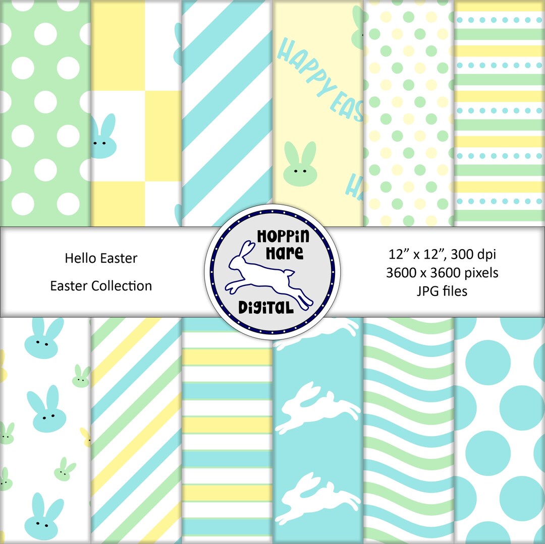 Easter Digital Paper Pack - Scrapbooking Papers - Pastel Blue Green ...