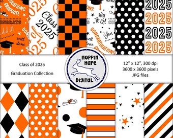 Graduation Digital Paper Pack - Scrapbooking Papers - Class of 2025 ...