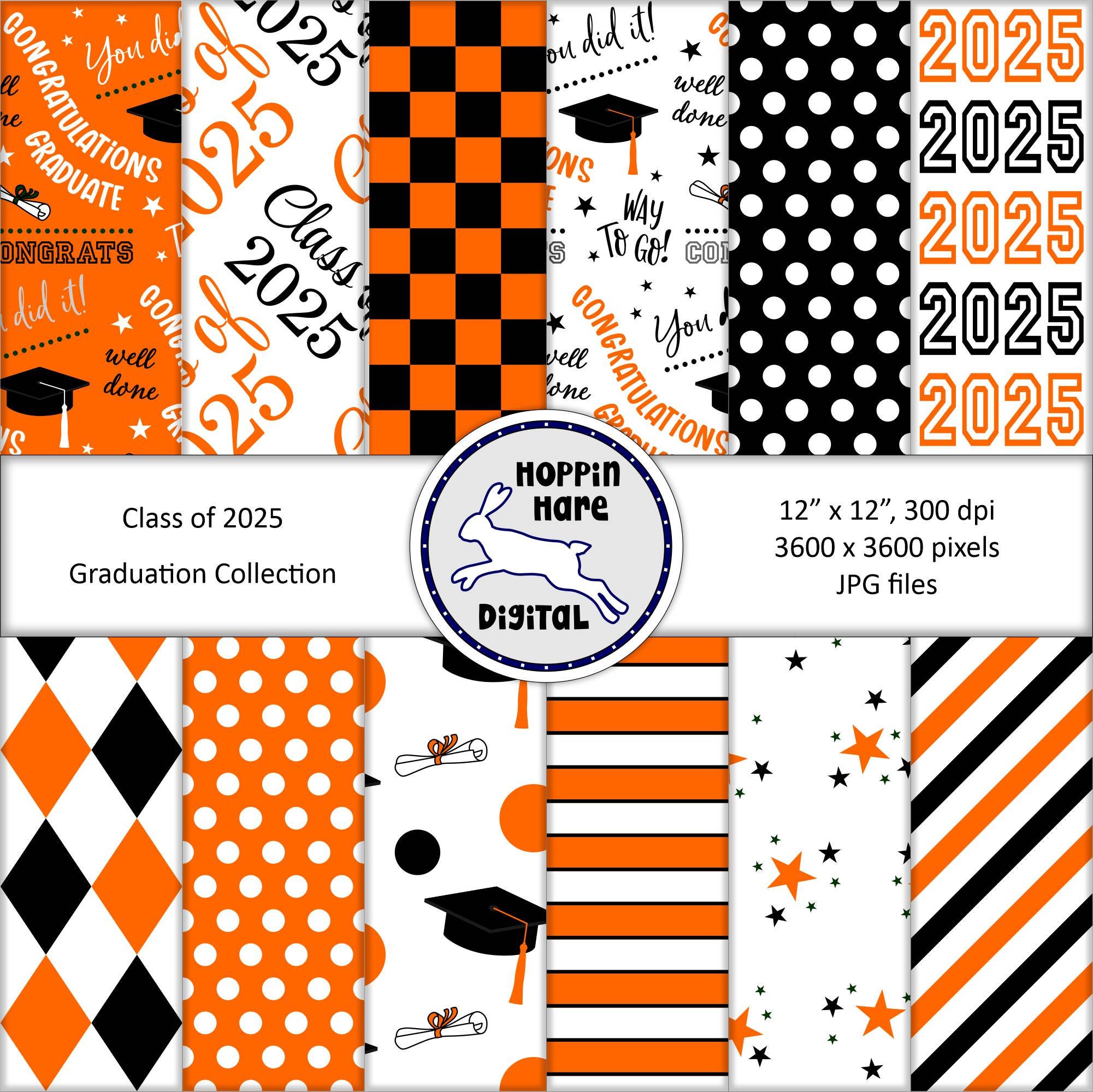 Graduation Digital Paper Pack - Scrapbooking Papers - Class of 2025 ...