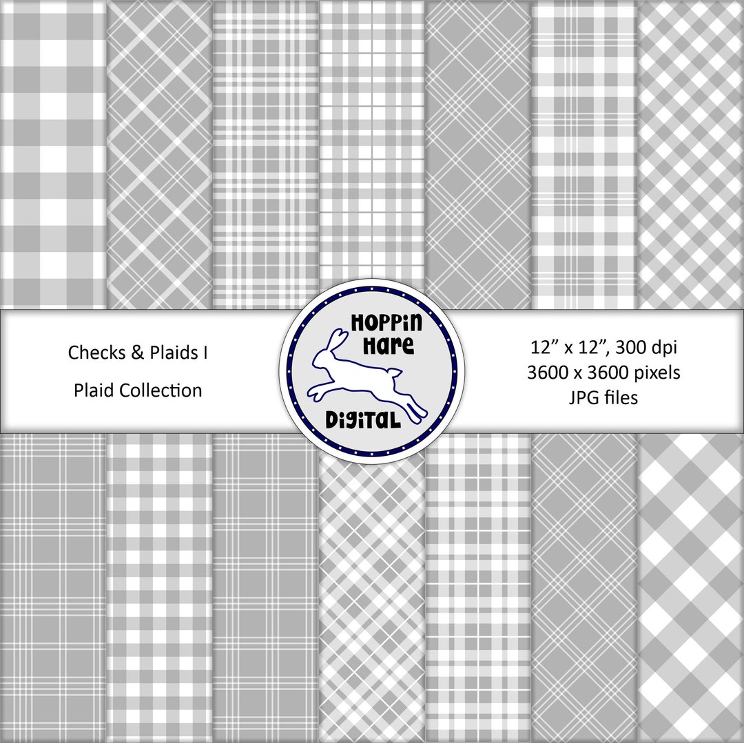 Plaid Digital Paper Pack - Checks Gingham Tartan Seamless Pattern ...