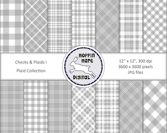 Plaid Digital Paper Pack - Checks Gingham Tartan Seamless Pattern ...