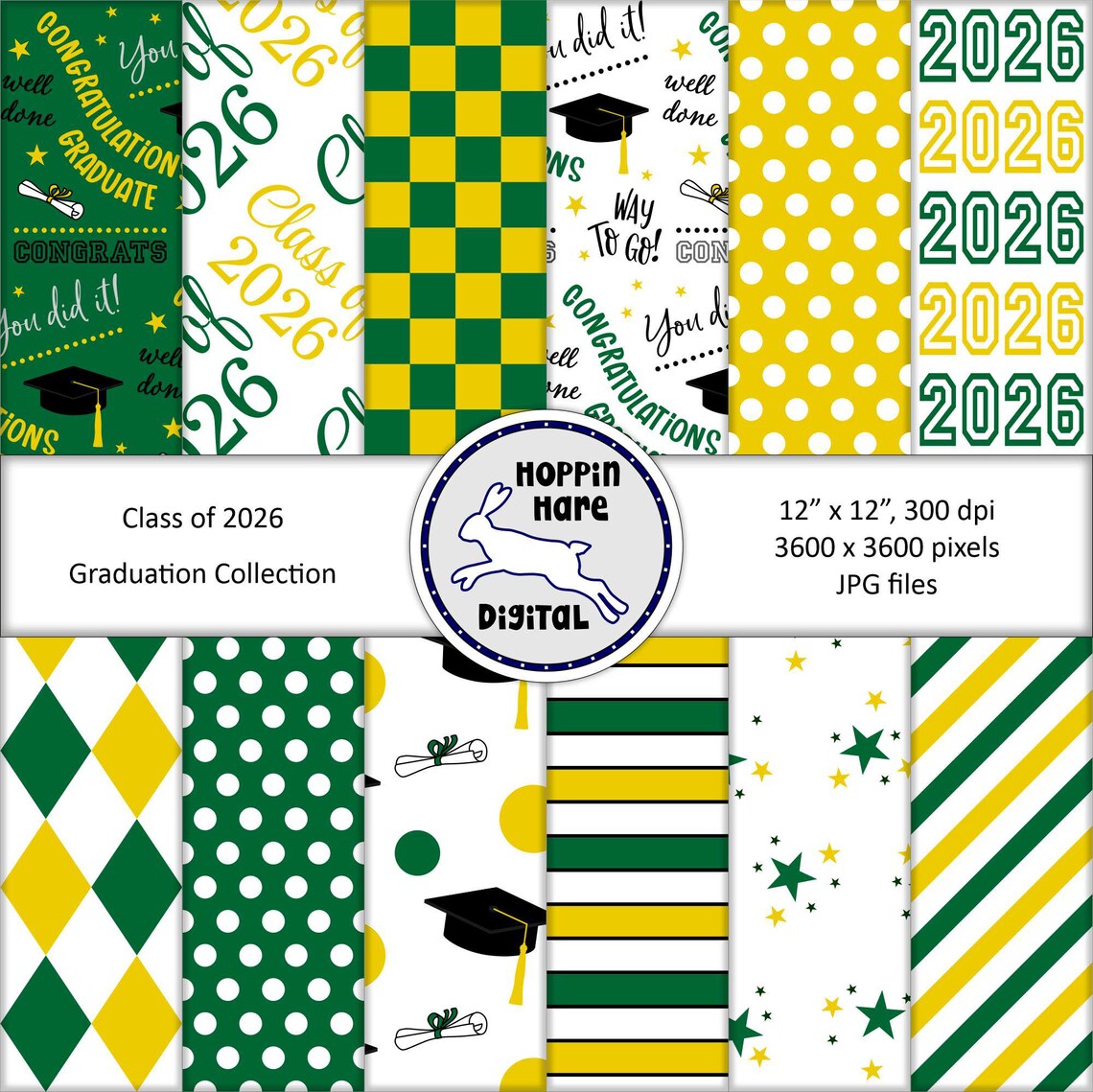 Graduation Digital Paper Pack - Scrapbooking Papers - Class of 2026 ...