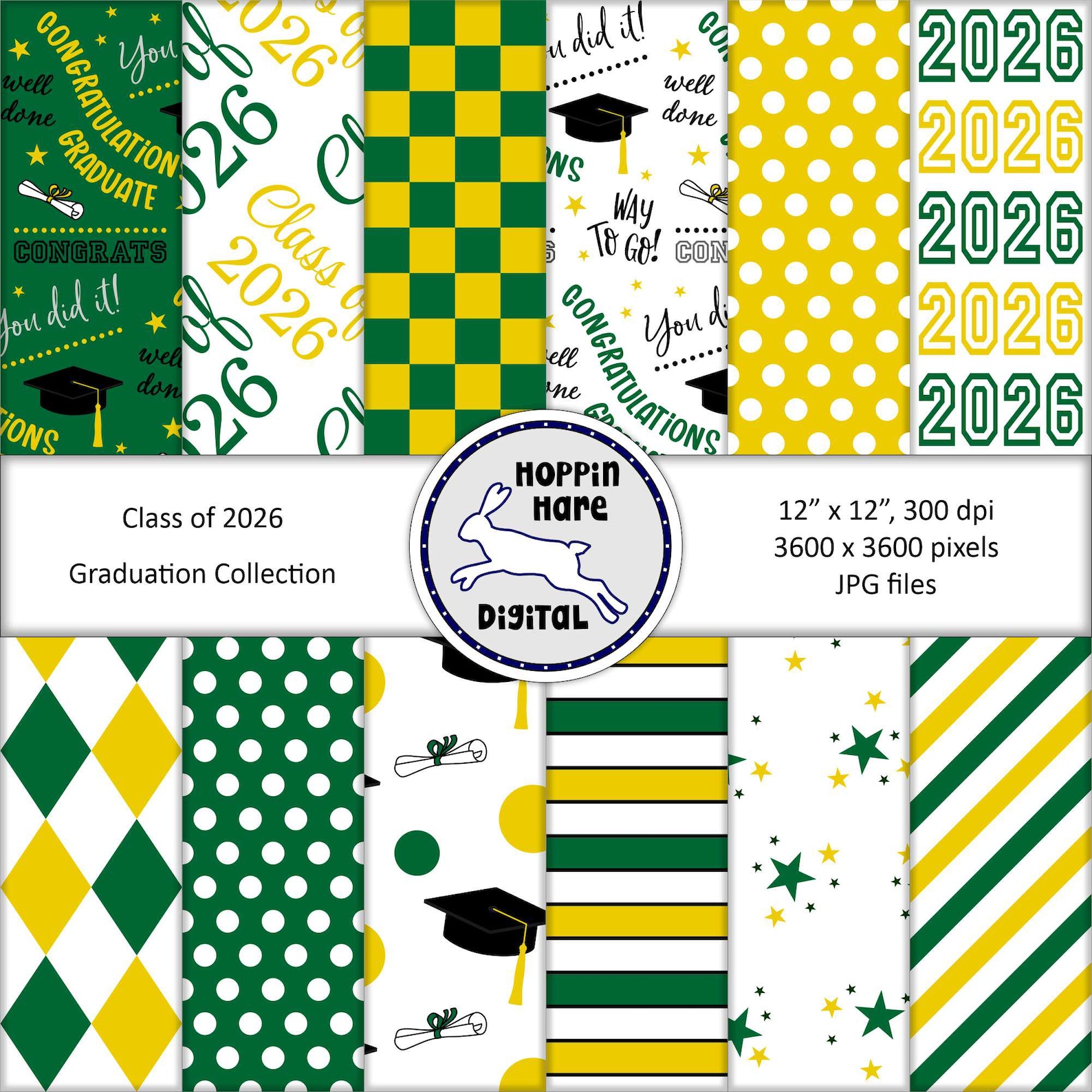 Graduation Digital Paper Pack - Scrapbooking Papers - Class of 2026 ...