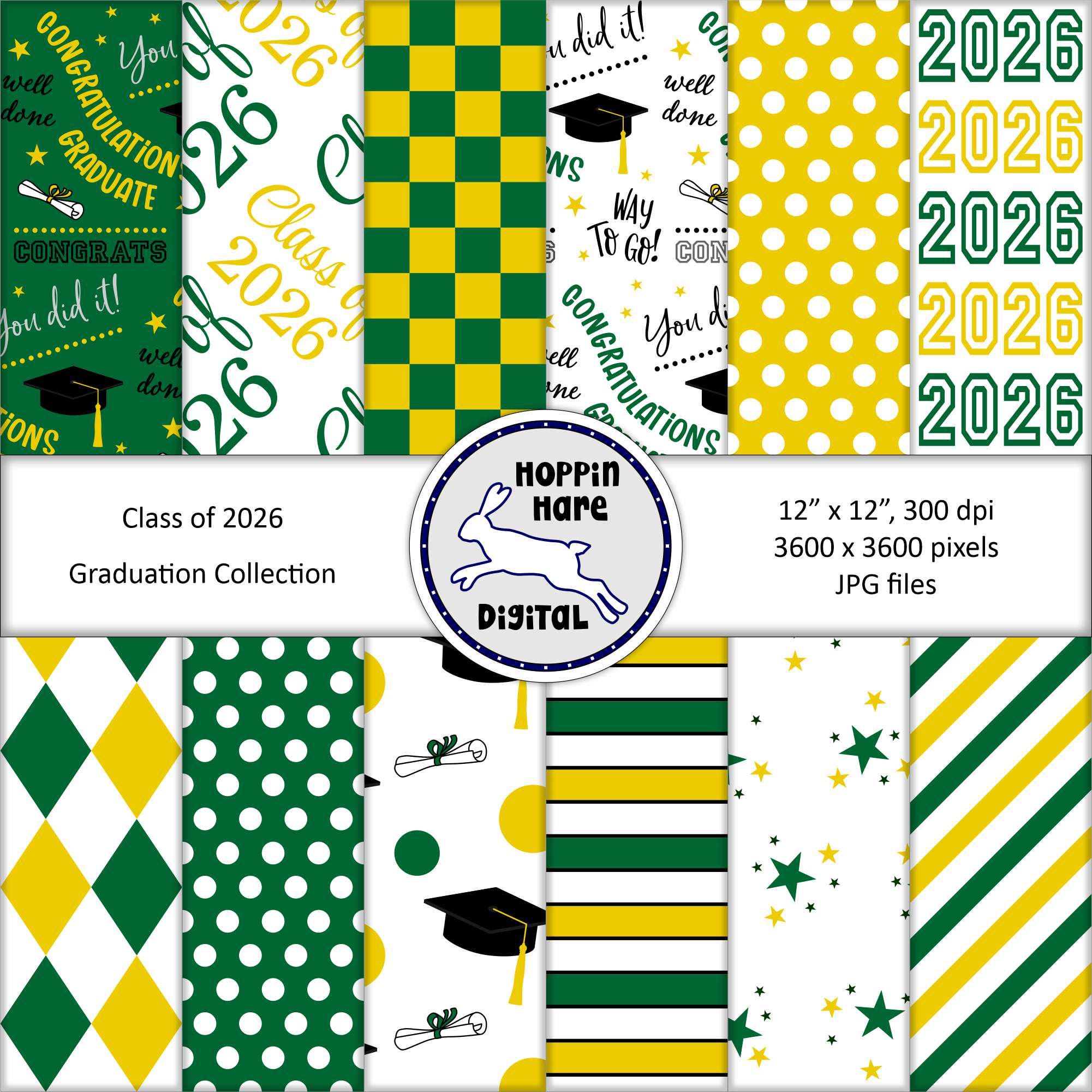 Graduation Digital Paper Pack - Scrapbooking Papers - Class of 2026 ...