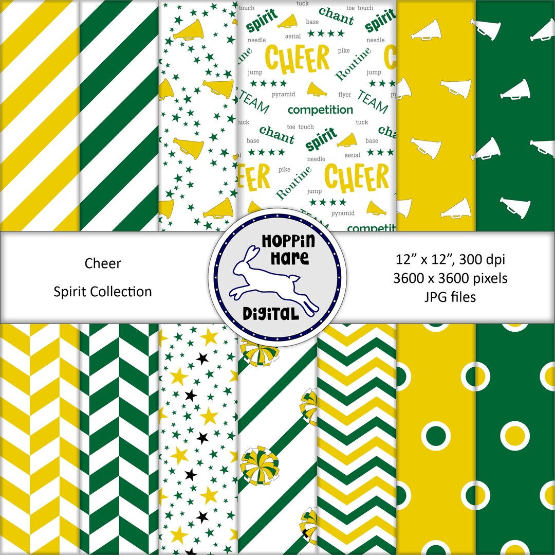 Cheer Digital Paper Pack - Cheerleading Scrapbooking Papers - Seamless ...