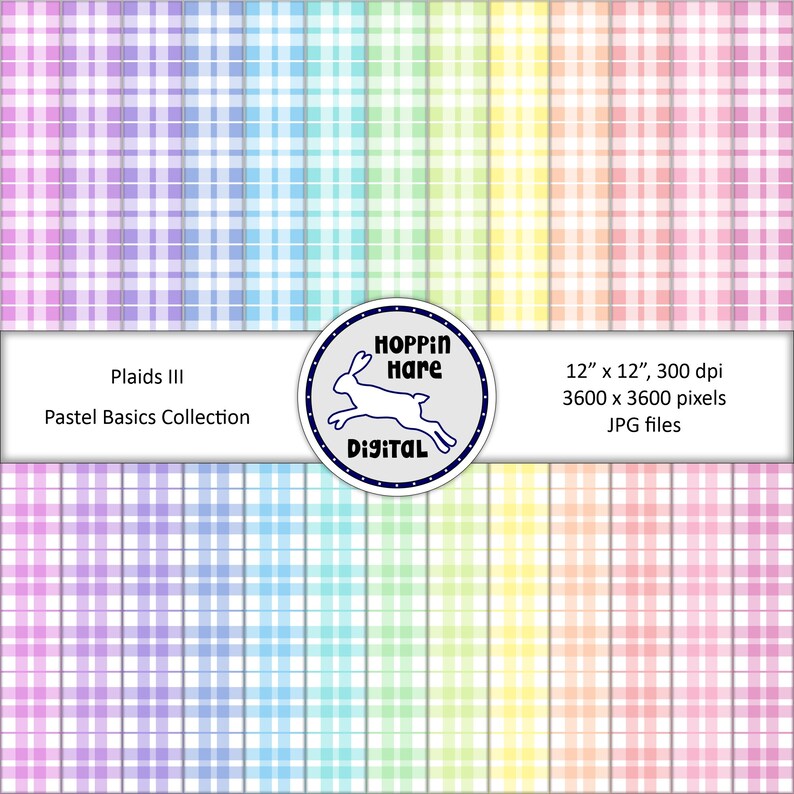 Plaid Digital Paper Pack Seamless Pattern Papers Pastel Colors - Etsy