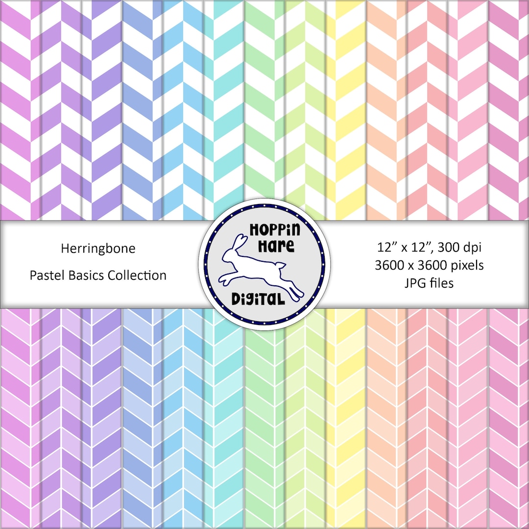 Herringbone Digital Paper Pack - Seamless Pattern Papers - Pastel Colors - Etsy