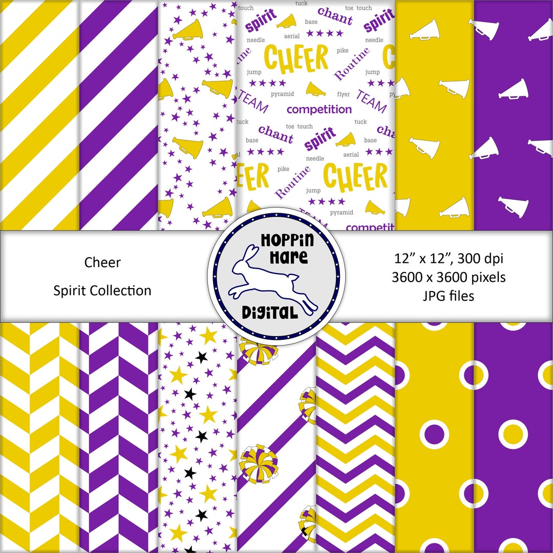 Cheer Digital Paper Pack - Cheerleading Scrapbooking Papers - Seamless ...