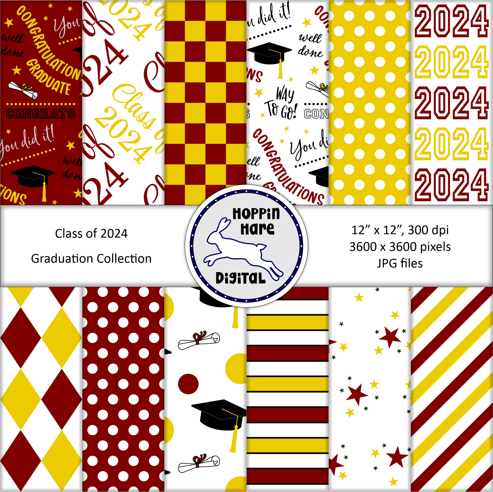 Graduation Digital Paper Pack - Scrapbooking Papers - Class of 2024 ...