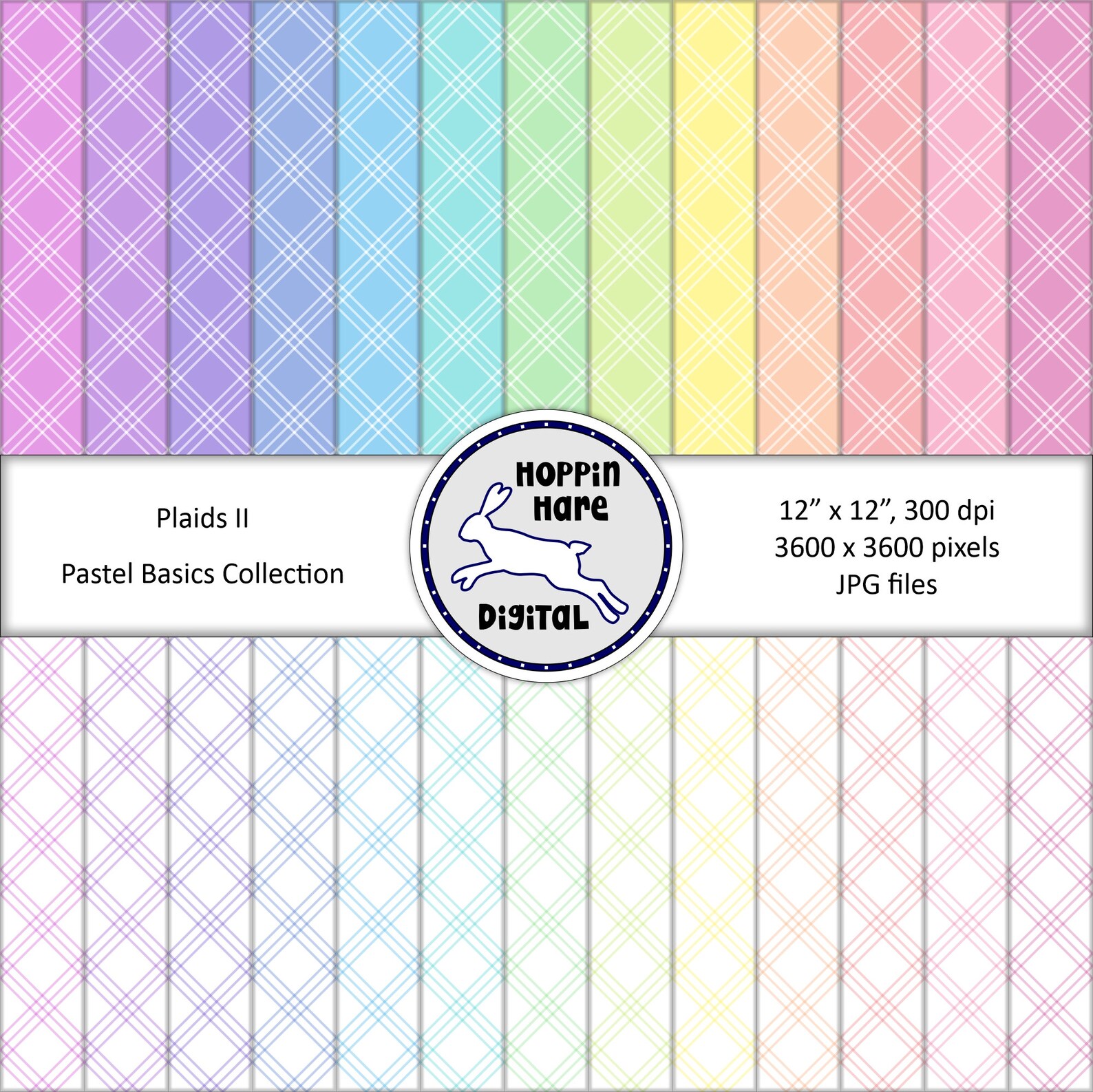 Plaid Digital Paper Pack - Seamless Pattern Papers - Pastel Colors - Etsy