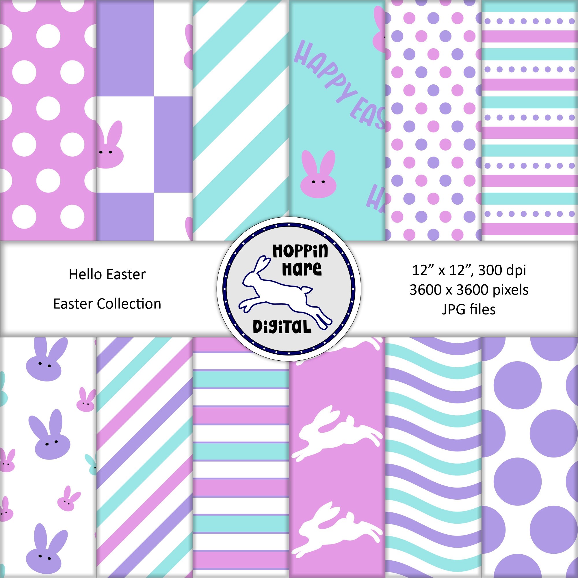 Easter Digital Paper Pack - Scrapbooking Papers - Pastel Blue Pink ...