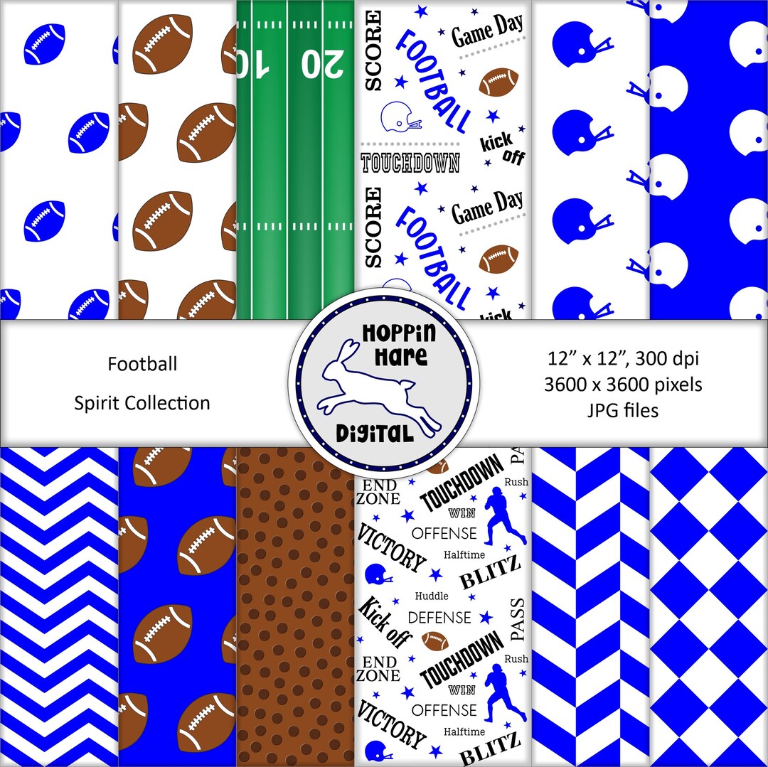 Football Digital Paper Pack - Scrapbooking Papers - Seamless Patterns ...