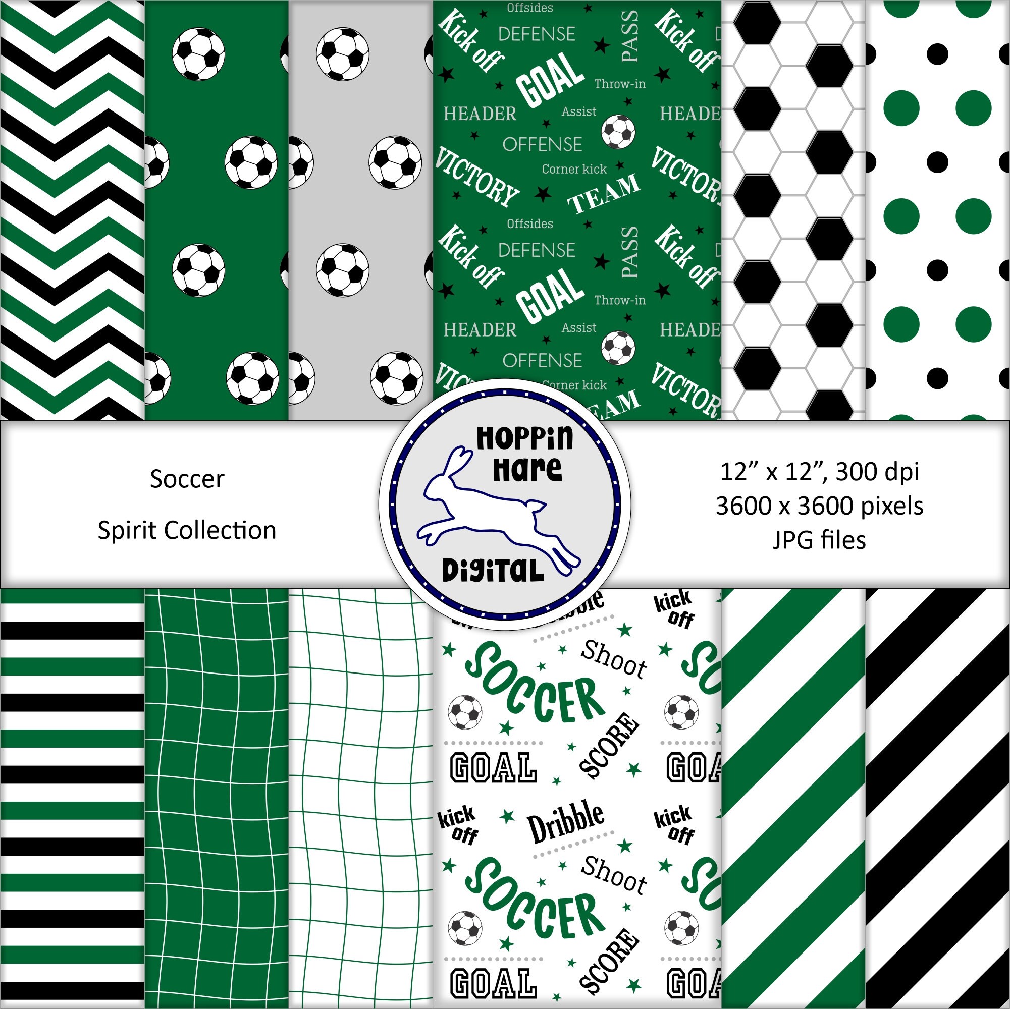 Soccer Digital Paper Pack - Soccer Scrapbooking Papers - Seamless ...