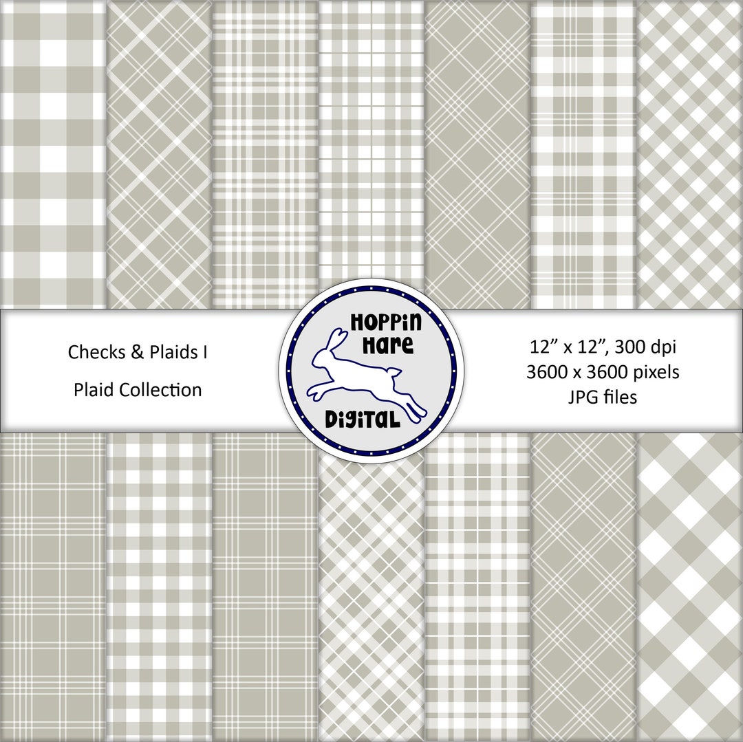 Plaid Digital Paper Pack - Checks Gingham Tartan Seamless Pattern ...