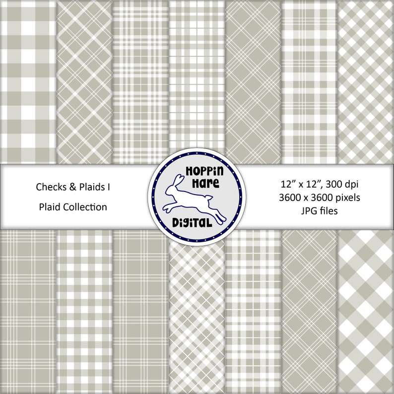Plaid Digital Paper Pack - Checks Gingham Tartan Seamless Pattern ...