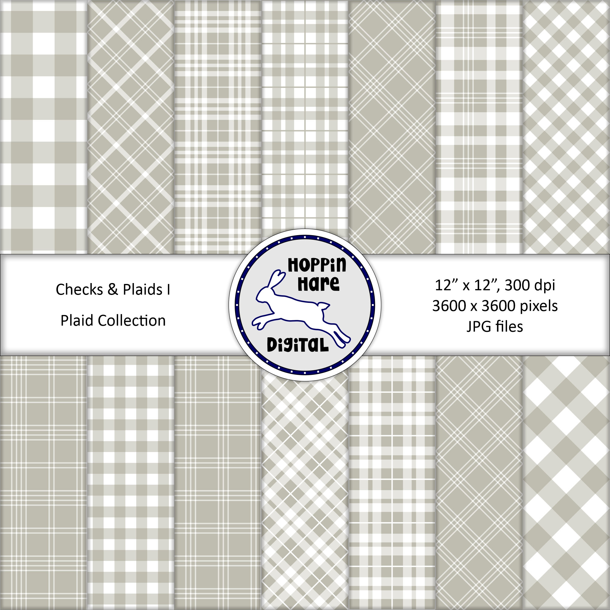 Plaid Digital Paper Pack Checks Gingham Tartan Seamless Pattern Papers ...