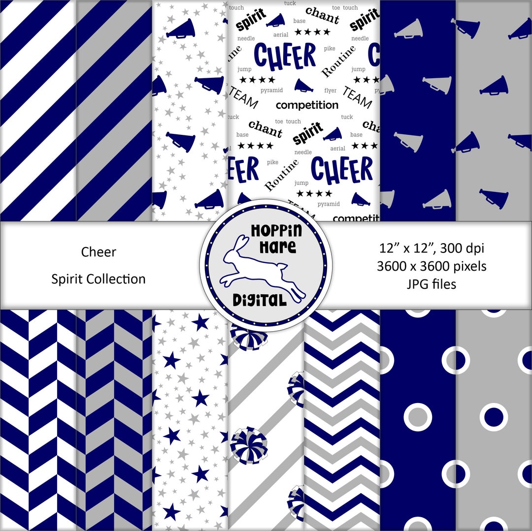 Cheer Digital Paper Pack - Cheerleading Scrapbooking Papers - Seamless ...