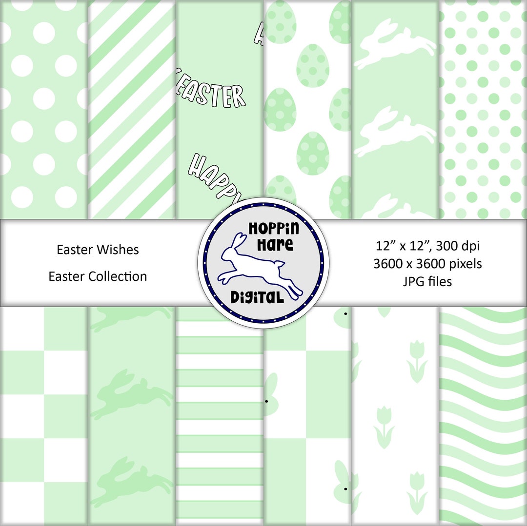 Easter Digital Paper Pack: Pastel Bunnies, Eggs, Stripes (digital ...
