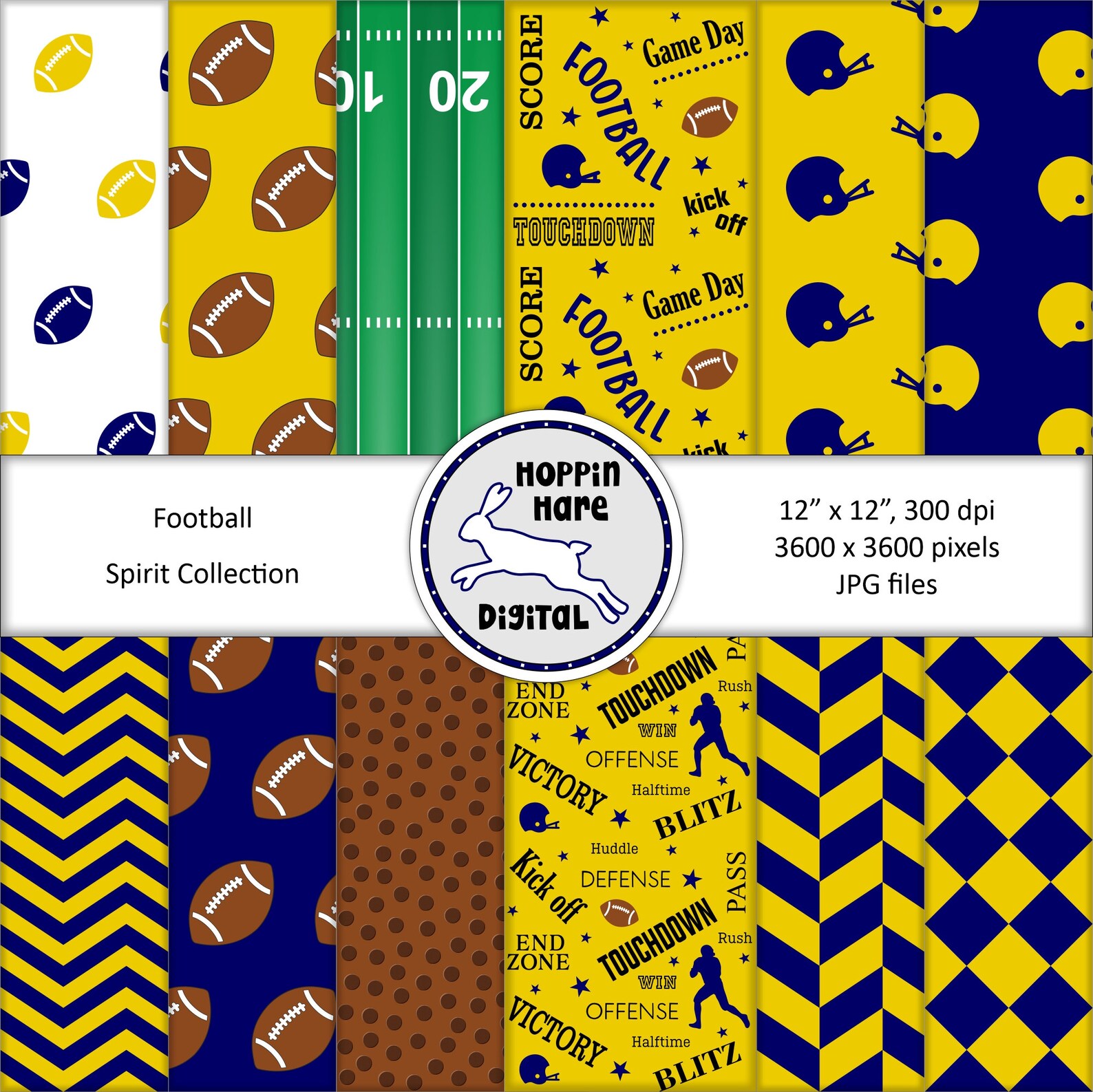 Football Digital Paper Pack - Scrapbooking Papers - Seamless Patterns ...
