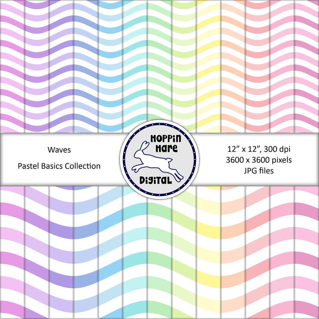 Wavy Stripes Digital Paper Pack - Seamless Pattern Papers - Pastel ...