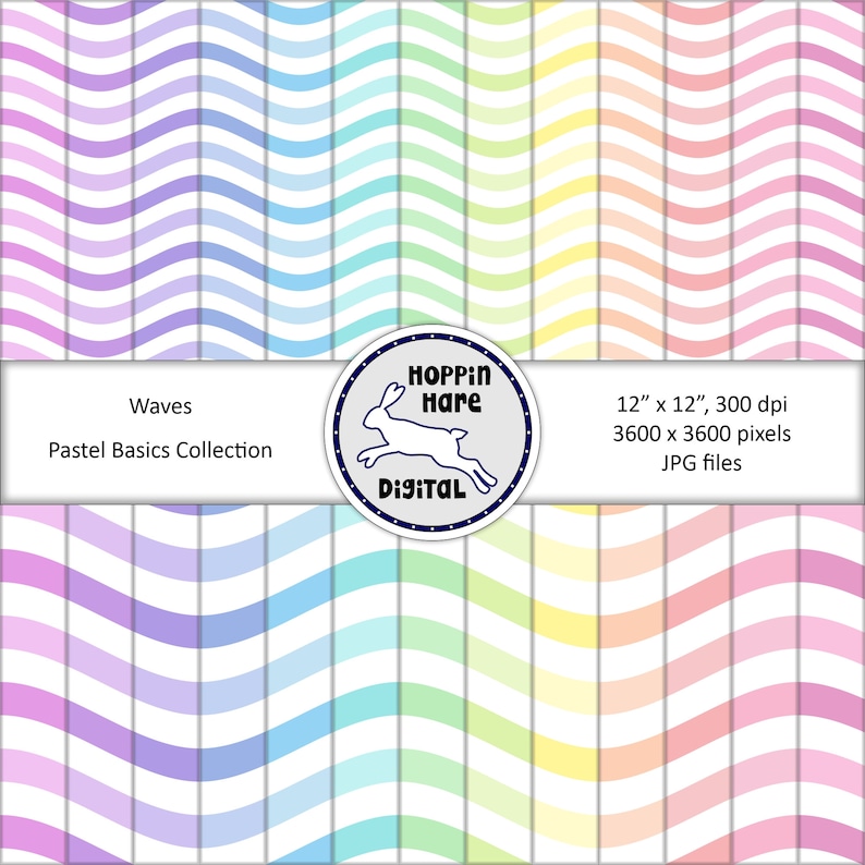 Wavy Stripes Digital Paper Pack - Seamless Pattern Papers - Pastel ...