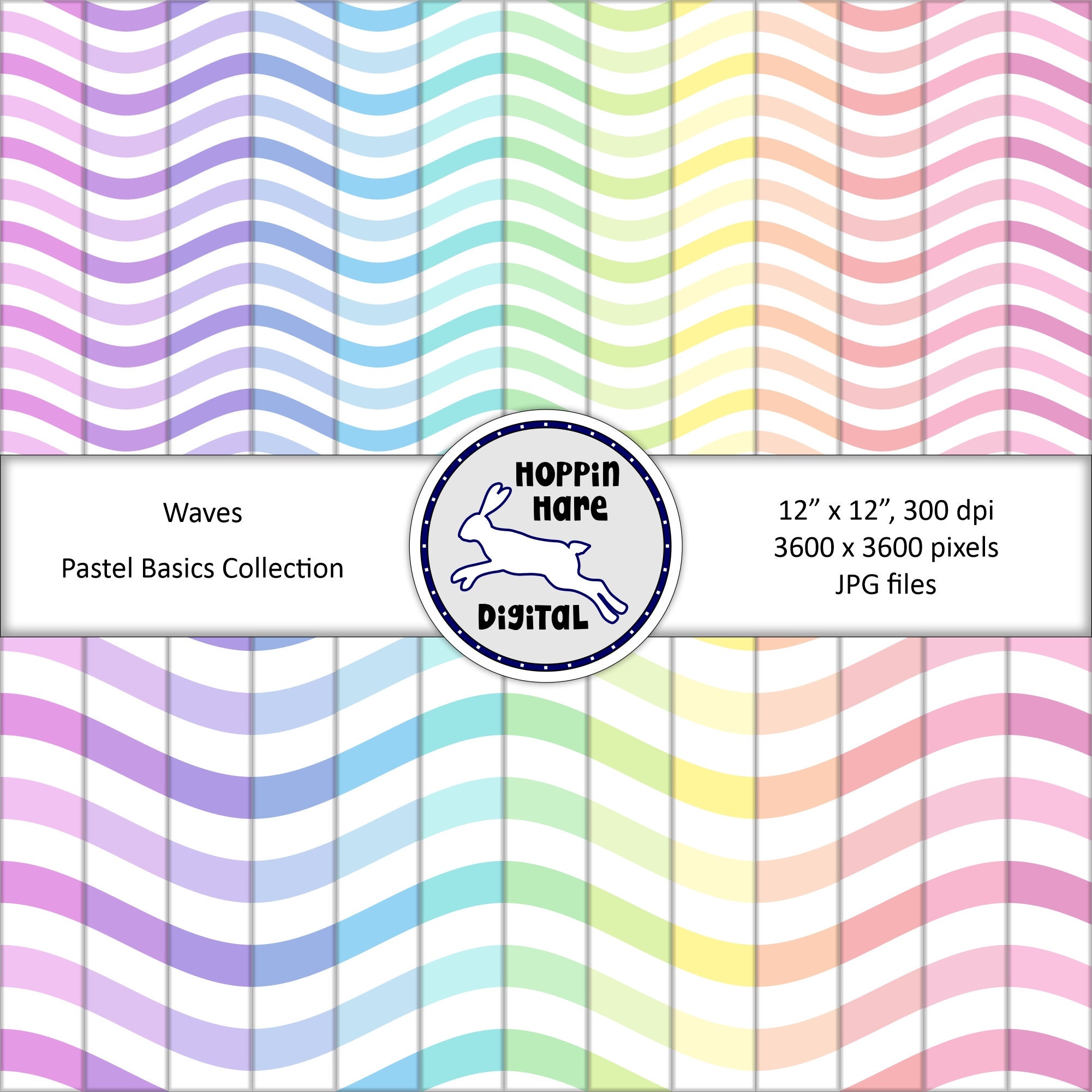 Wavy Stripes Digital Paper Pack Seamless Pattern Papers Pastel Colors ...