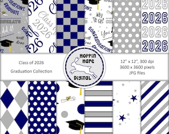 Graduation Digital Paper Pack - Scrapbooking Papers - Class of 2026 ...