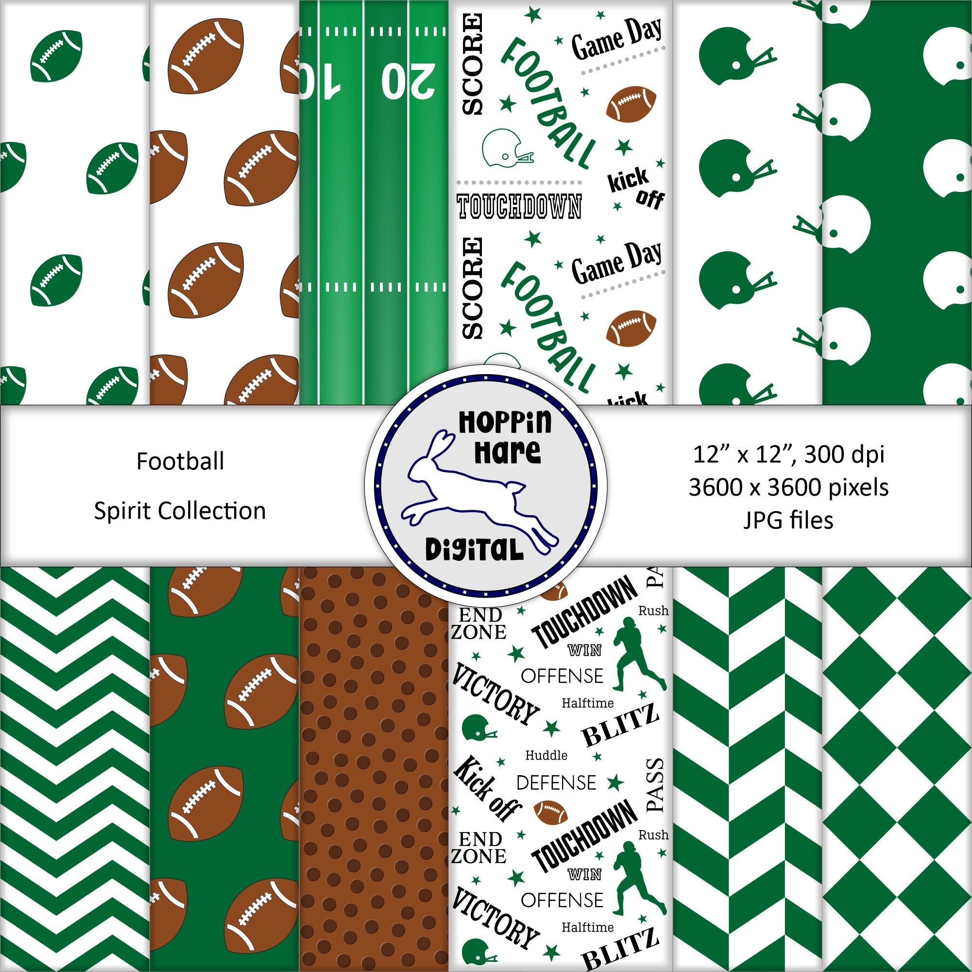 Football Digital Paper Pack Scrapbooking Papers Seamless - Etsy