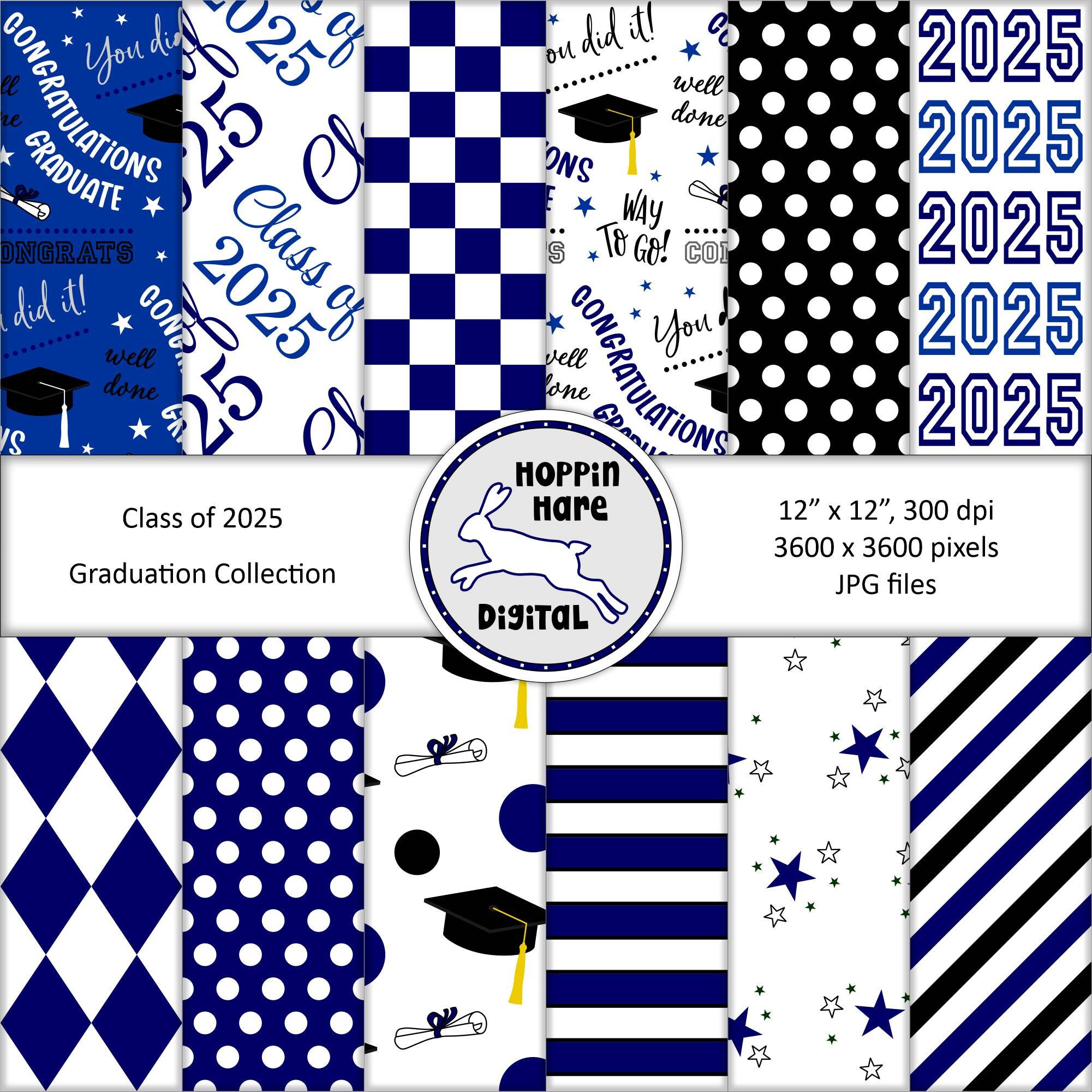 Graduation Digital Paper Pack - Scrapbooking Papers - Class of 2025 ...