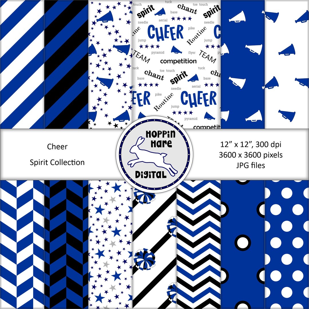 Cheer Digital Paper Pack - Cheerleading Scrapbooking Papers - Seamless ...