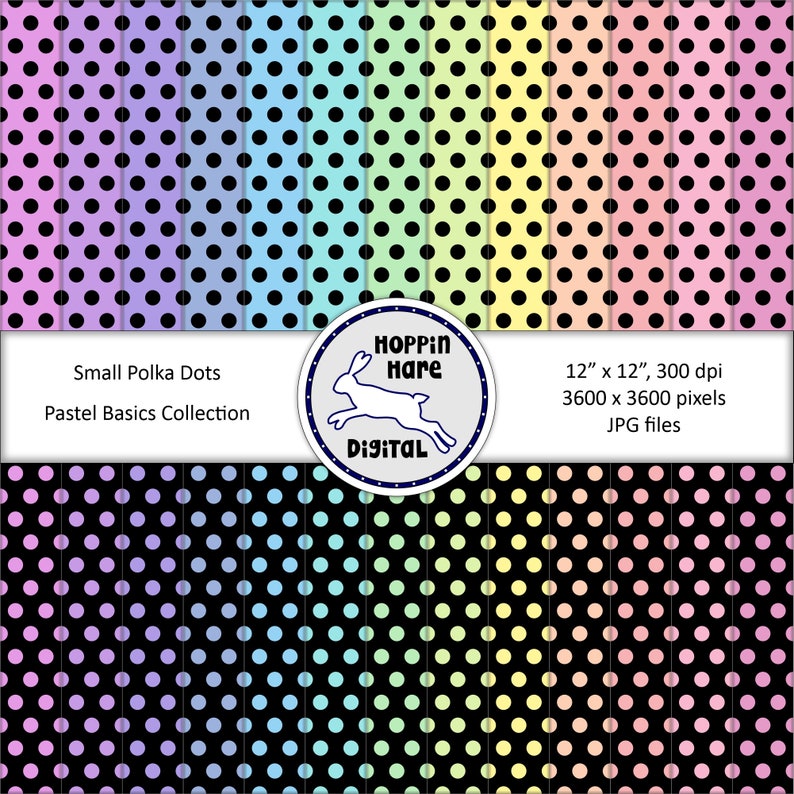 Digital Paper Pack Polka Dots Spots Circles Seamless Pattern Papers ...