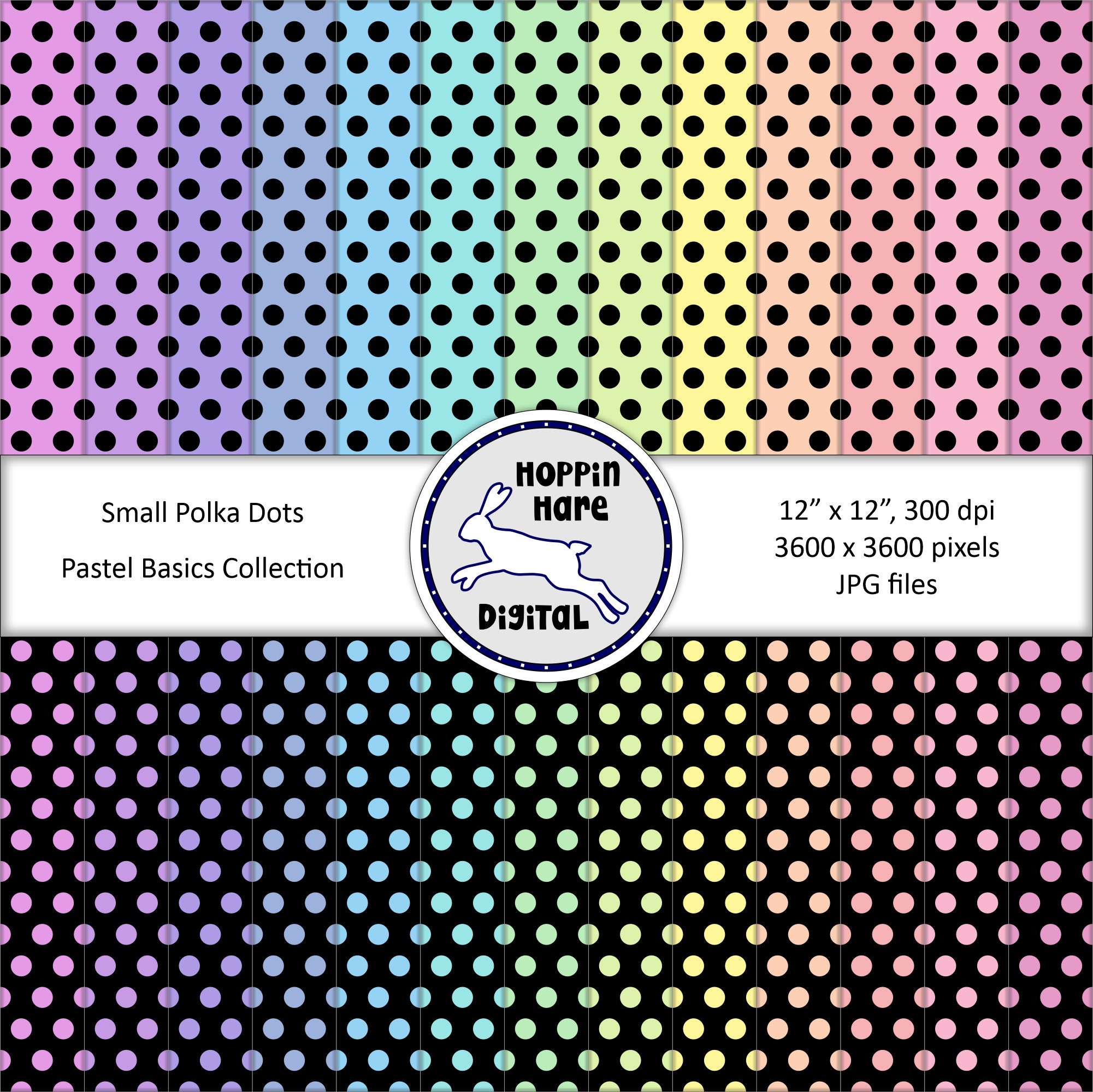 Digital Paper Pack Polka Dots Spots Circles Seamless Pattern Papers ...