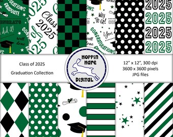 Graduation Digital Paper Pack - Scrapbooking Papers - Class of 2025 ...