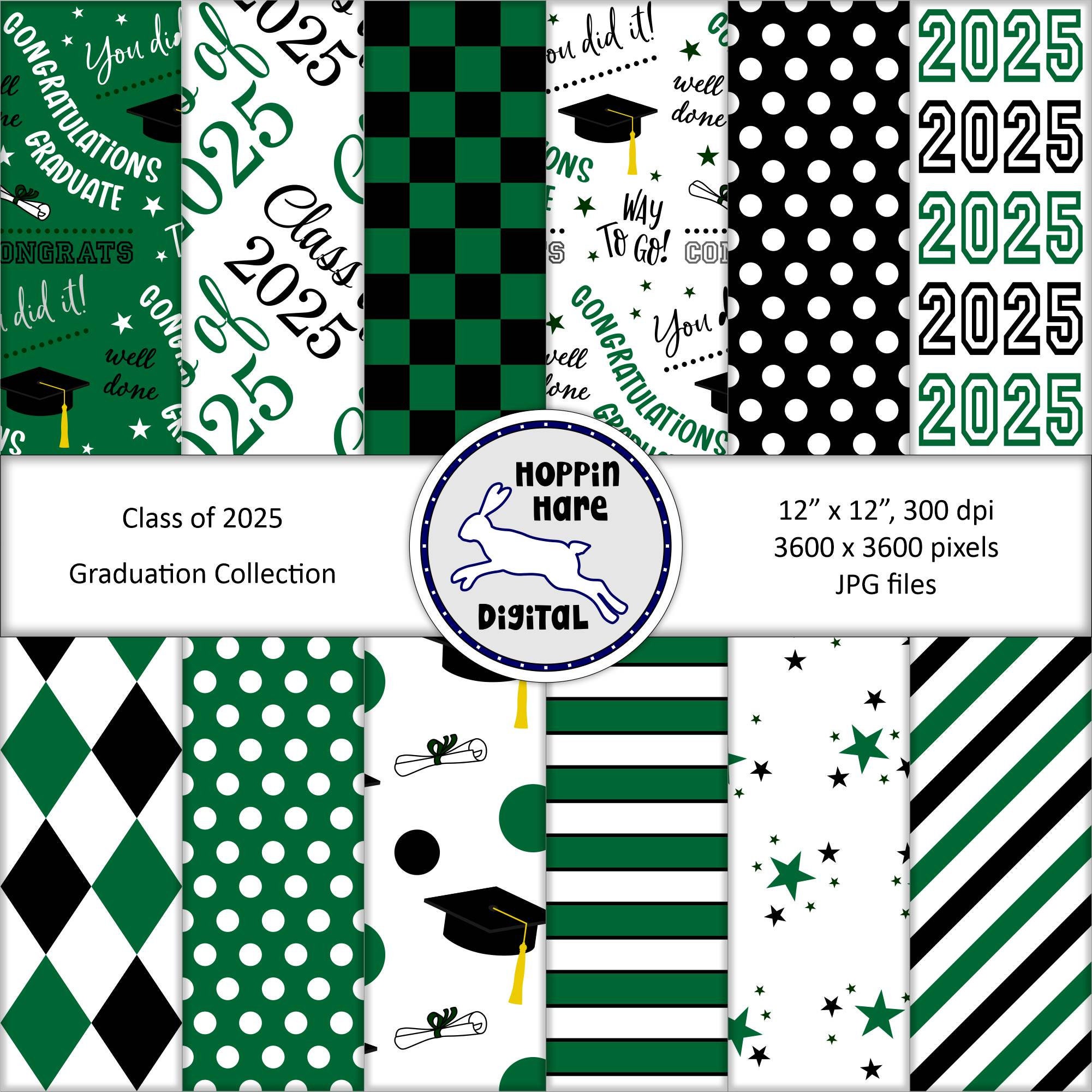Graduation Digital Paper Pack - Scrapbooking Papers - Class of 2025 ...