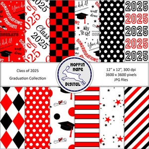 Graduation Digital Paper Pack - Scrapbooking Papers - Class of 2025 ...